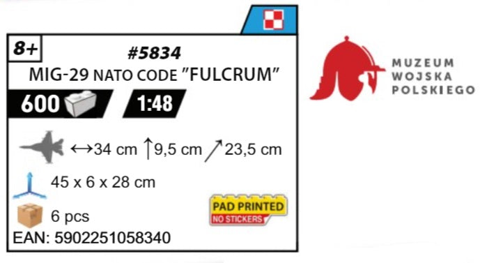 COBI 5834 - MIG-29 NATO CODE "FULCRUM" – Warbrix.fr